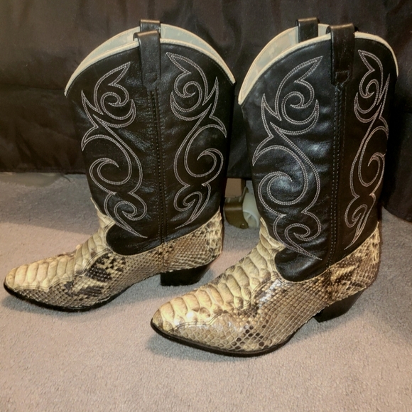 Shoes | Vintage Python Leather Cowboy Boots | Poshmark